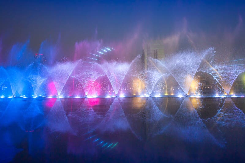 Colorful water dancing. stock photo. Image of effect - 305118812