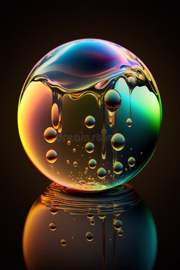 Colorful Water Drop with Reflection on Black Background. 3d ...