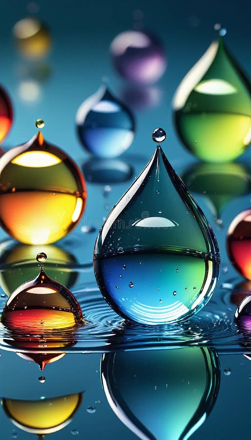 Colorful Water Drop Reflection Transparent Stock Illustration ...