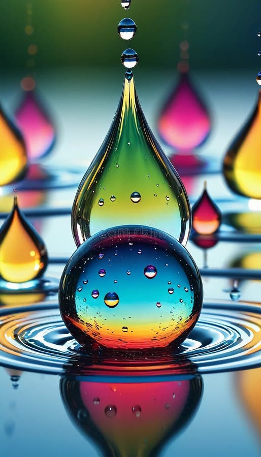 Colorful Water Drop Reflection Transparent Stock Illustration ...