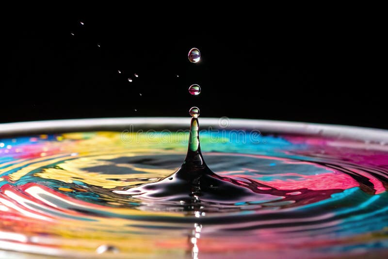 Colorful Water Drop Splash on Black Background Stock Illustration ...