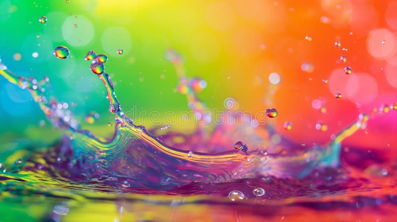 Colorful Water Drop, Splash of Drop of Water, Bright Rainbow Colors ...