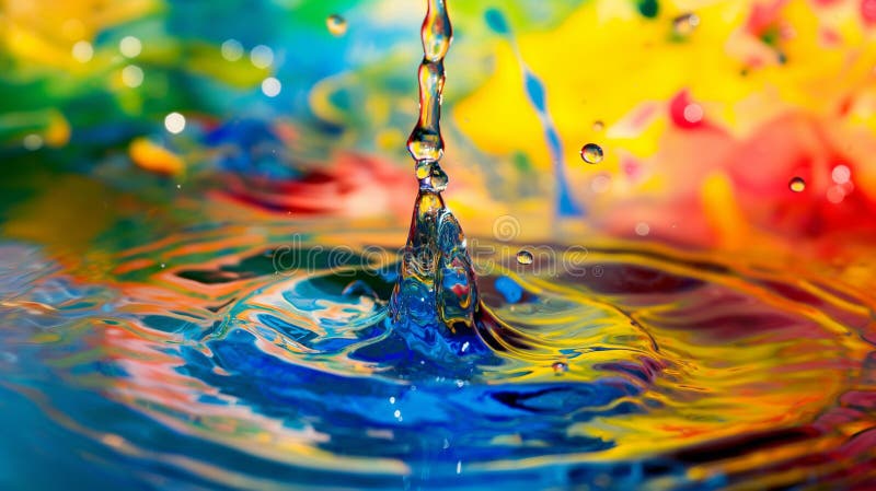 Colorful Water Drop, Splash of Drop of Water, Bright Rainbow Colors ...