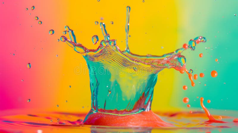 Colorful Water Drop, Splash of Drop of Water, Bright Rainbow Colors ...