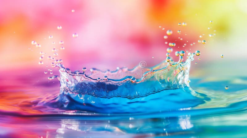 Colorful Water Drop, Splash of Drop of Water, Bright Rainbow Colors ...