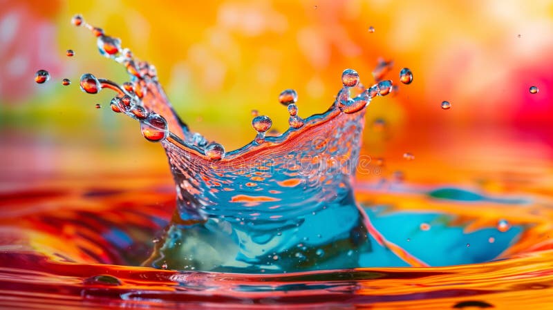 Colorful Water Drop, Splash of Drop of Water, Bright Rainbow Colors ...