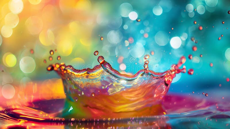 Colorful Water Drop, Splash of Drop of Water, Bright Rainbow Colors ...