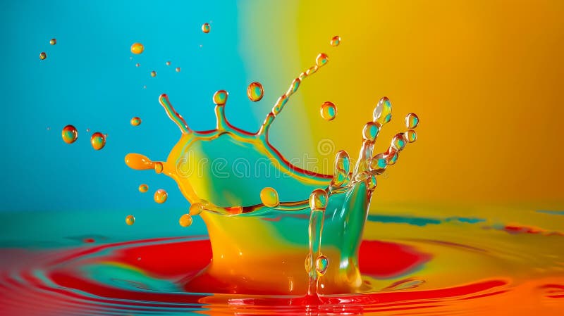 Colorful Water Drop, Splash of Drop of Water, Bright Rainbow Colors ...