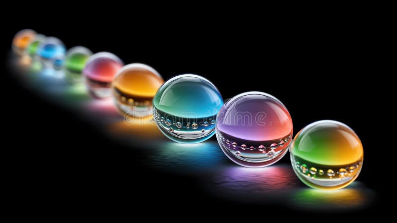 Colorful Water Droplets on Surface with Reflection and Light Effects ...