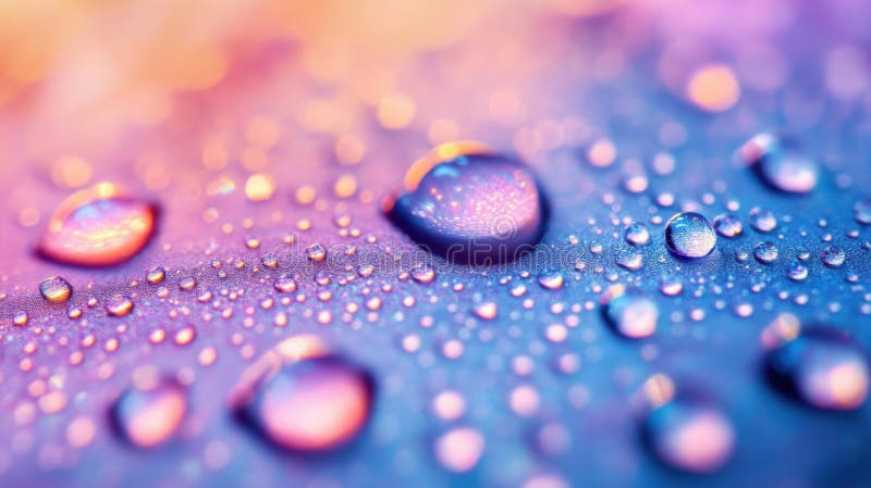 Colorful Water Droplets on Surface with Abstract Light Reflections ...