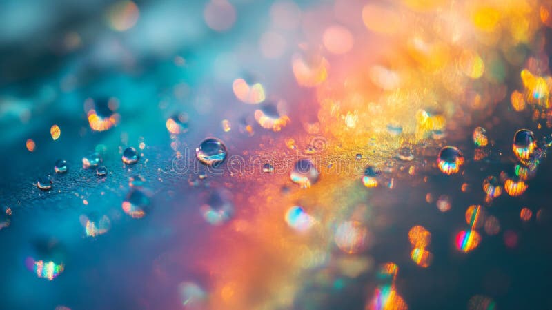 Colorful Water Droplets on a Vibrant Surface Stock Illustration ...