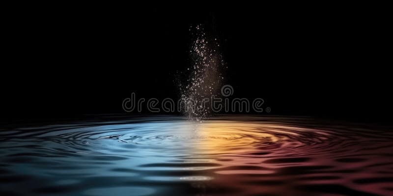 Colorful Water Ripple with Splash on Black Background Stock ...
