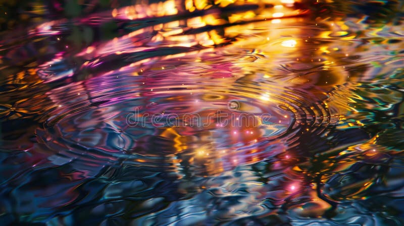 Colorful Water Ripples at Sunset Stock Image - Image of beauty, liquid ...