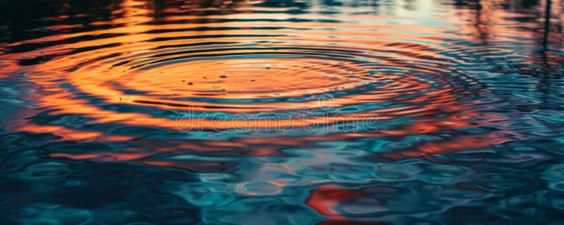Colorful Water Ripples at Sunset Stock Image - Image of surface ...