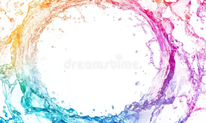 Colorful Water Splash Circular Frame with Vibrant Gradient Effects for ...