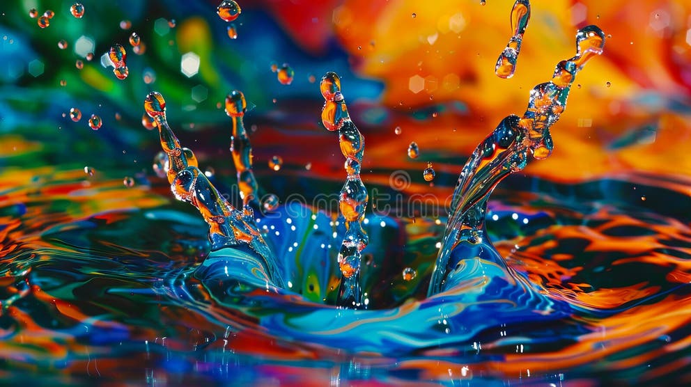 A Colorful Water Splash with a Splash of Color Stock Photo - Image of ...