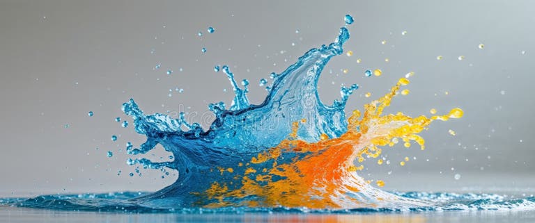 Colorful Water Splash Creates Dynamic Visual Impact in a Calm Studio ...