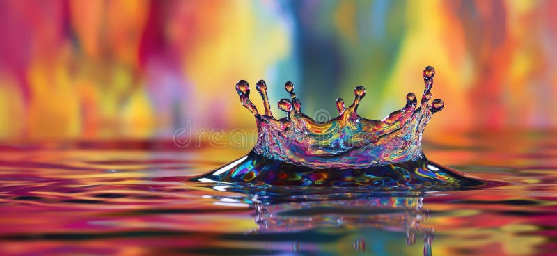 Colorful Water Splash Creating Crown Shape with Vibrant Background ...