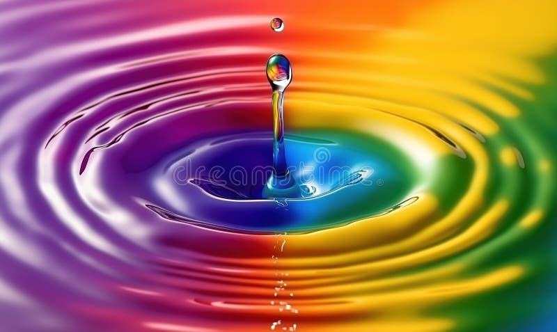 Colorful Water Splash with Rainbow Ripples and Droplet Effect Stock ...
