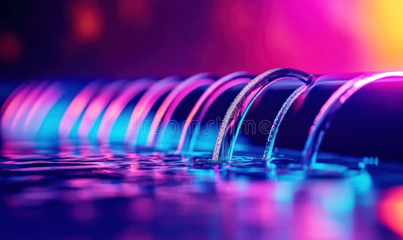 Colorful Water Streams with Abstract Neon Lighting Stock Illustration ...
