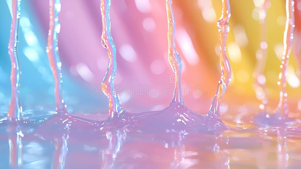 Abstract Water Streams Flowing Colorful Reflective Surface with Light ...