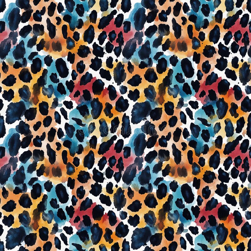 Colorful Watercolor Abstract Background of Leopard Spots Ornament ...
