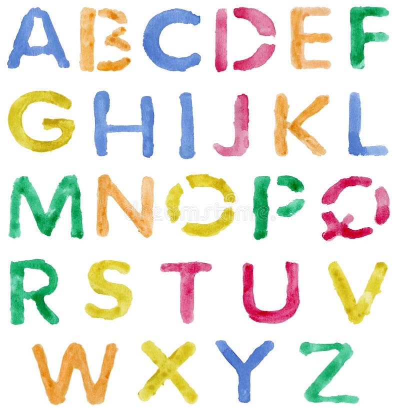 Colorful Watercolor Alphabet Letters Stock Illustration - Illustration ...