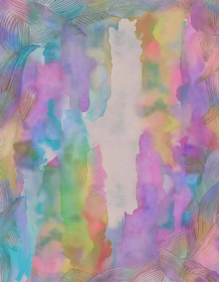 Colorful Watercolor Background with Feather Like Border Creating ...