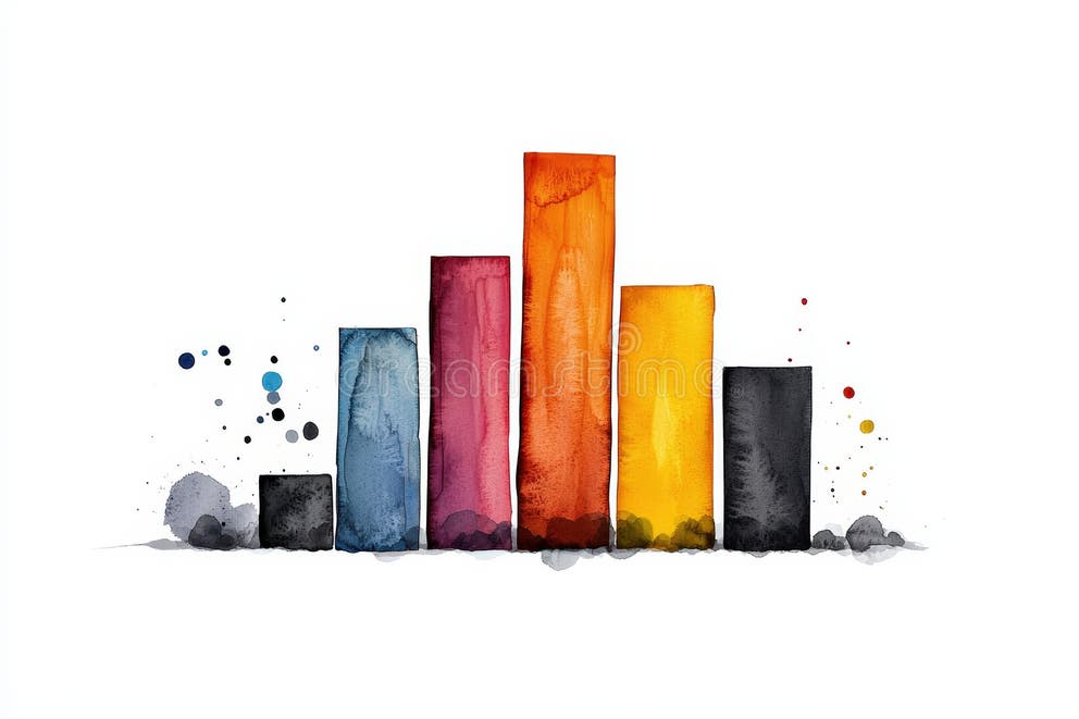 Colorful Watercolor Bars Representing Data Visualization and Growth ...