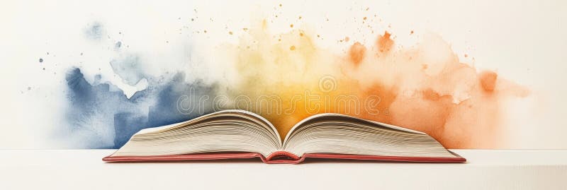 Colorful Watercolor Book Illustration Open Book Colorful Watercolor ...