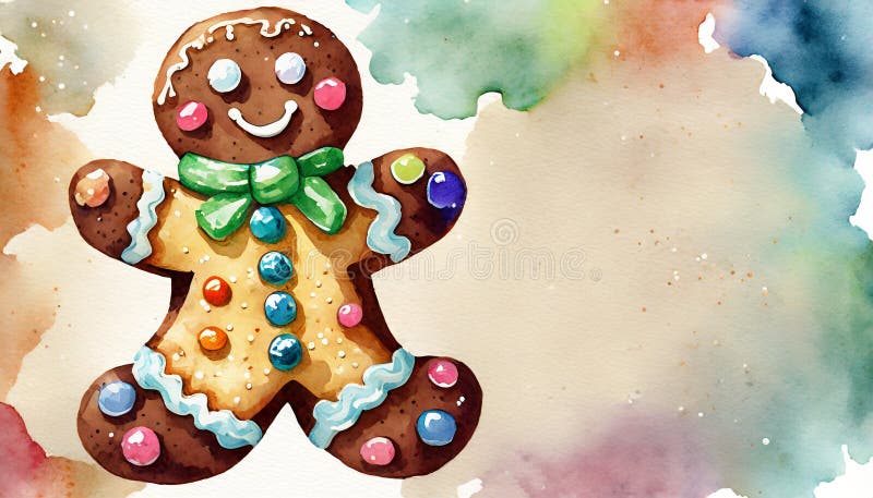Gingerbread Man Side View, Close-up. Stock Illustration - Illustration ...