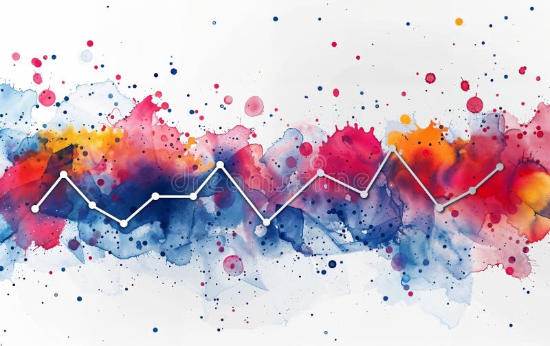 Colorful Watercolor Data Trend Line Stock Illustration - Illustration ...