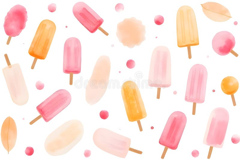 Colorful Watercolor Drawing Lots of Popsicle Patterns Stock ...