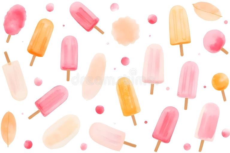 Colorful Watercolor Drawing Lots of Popsicle Patterns Stock ...