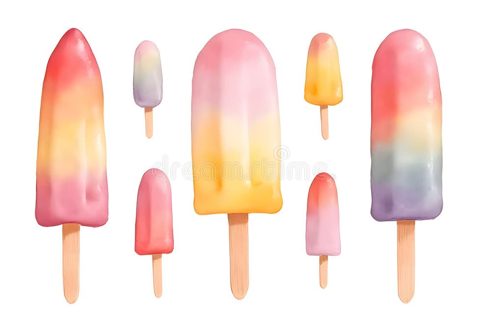 Colorful Watercolor Drawing Lots of Popsicle Patterns Stock ...