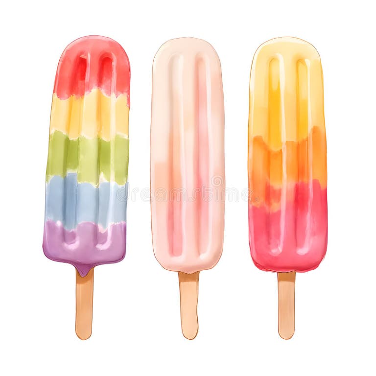 Colorful Watercolor Drawing Lots of Popsicle Patterns Stock ...