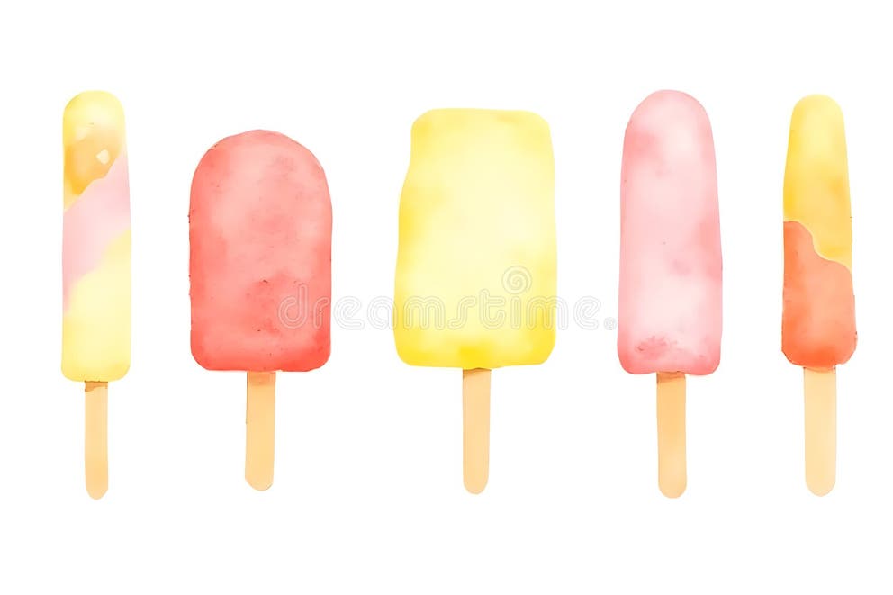 Colorful Watercolor Drawing Lots of Popsicle Patterns Stock ...