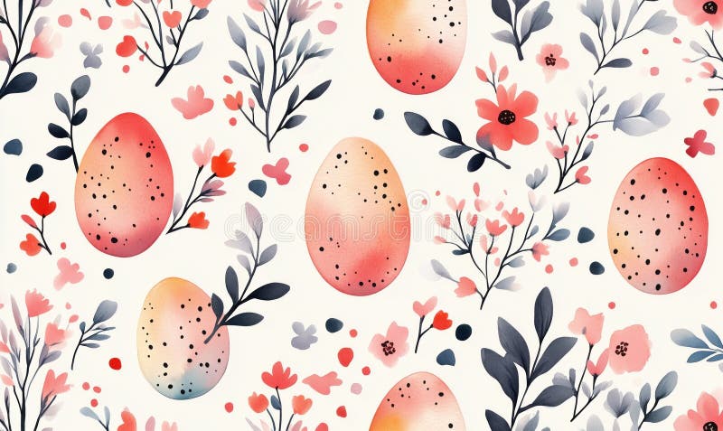 Colorful Watercolor Easter Eggs Surrounded Floral Patterns Spring Flowers Stock Photos - Free ...