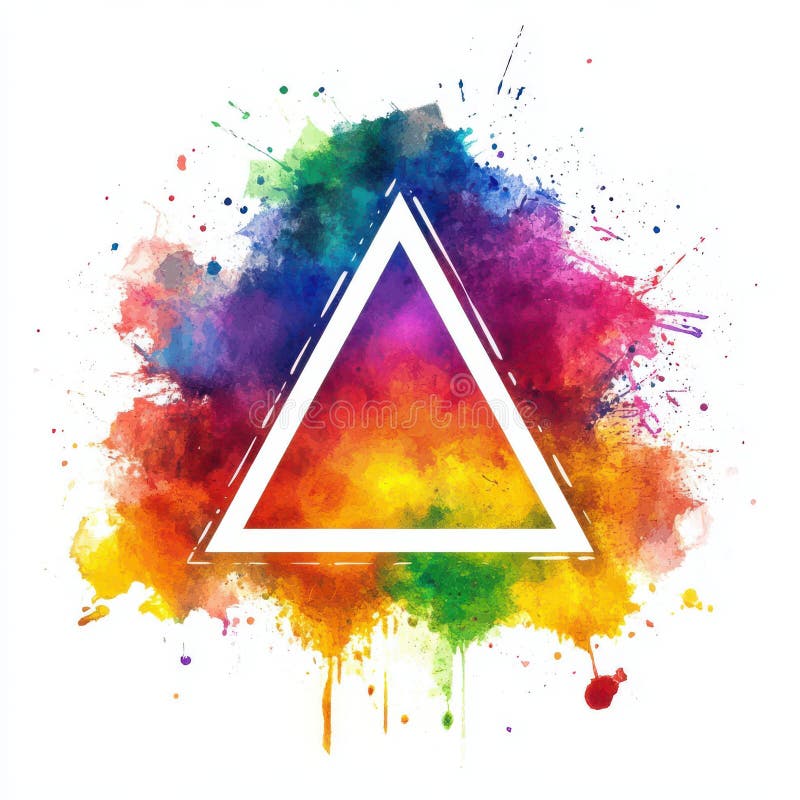 Colorful Watercolor Explosion with Triangle Frame Abstract Art Design ...