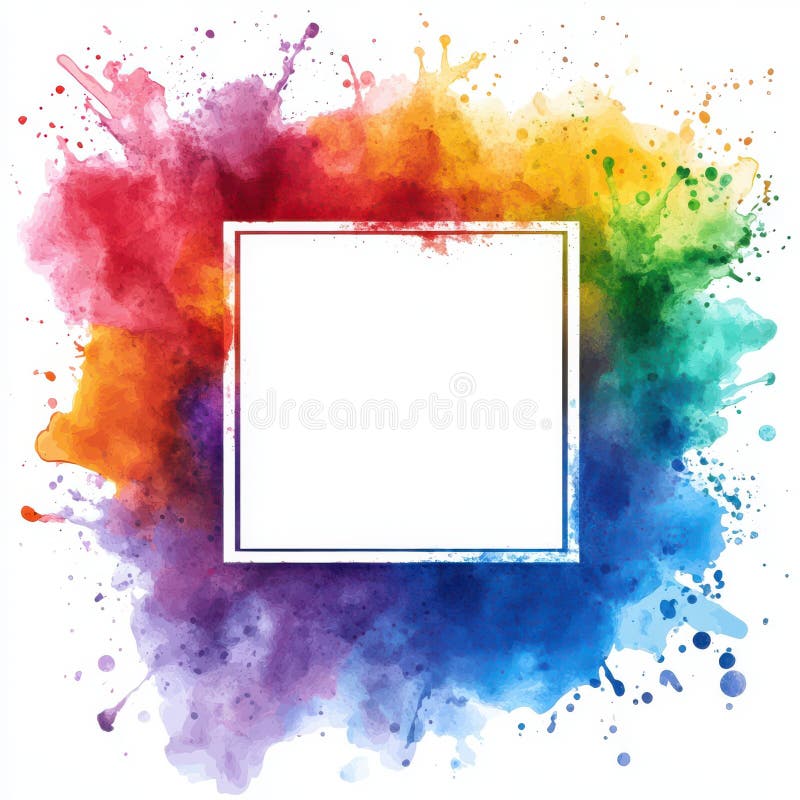 Colorful Watercolor Explosion with White Frame for Text Design Template ...