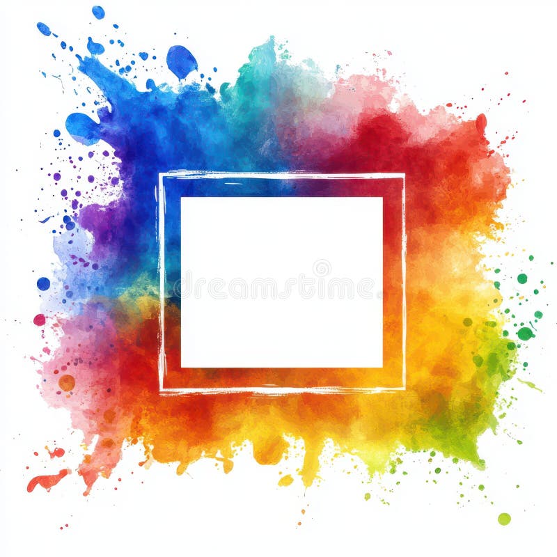 Colorful Watercolor Explosion with a White Square Frame Stock ...