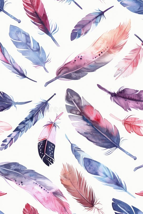 Colorful Watercolor Feathers on a White Background. Perfect for Various ...