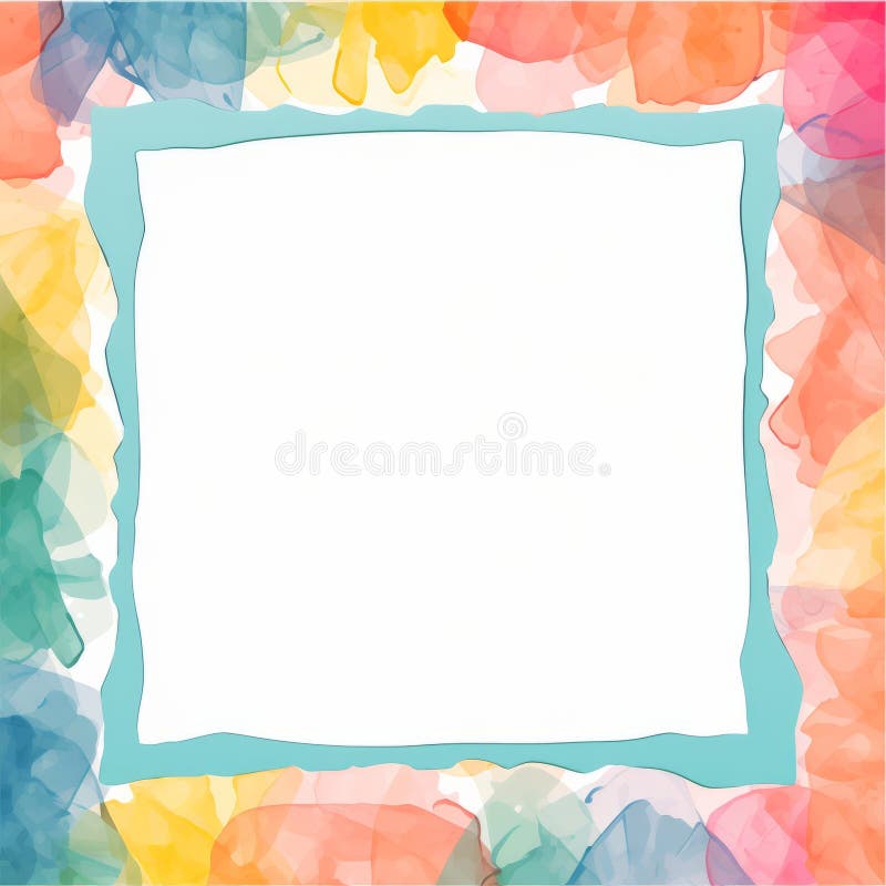 A Colorful Watercolor Frame with an Empty Space in the Middle Stock ...