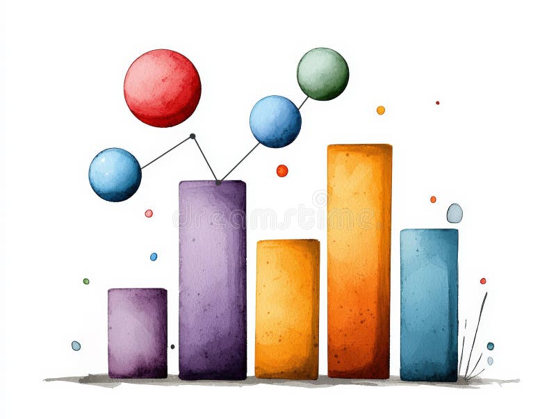 Colorful Watercolor Graph Illustrating Data Analysis Trends and ...
