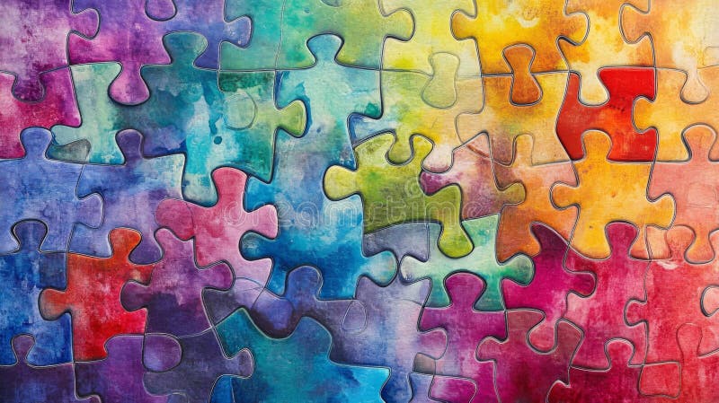 Colorful Watercolor Jigsaw Puzzle Pieces Background Stock Illustration - Illustration of puzzle ...