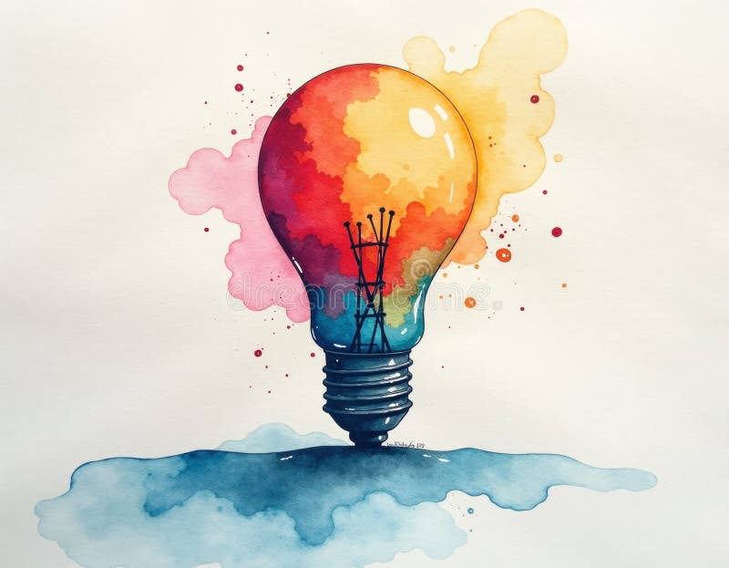 Colorful Watercolor Lightbulb Illustration Stock Illustration ...