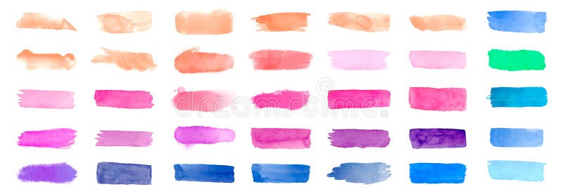 Colorful Watercolor Paint Brush Collection. Colorful Watercolor Patch ...
