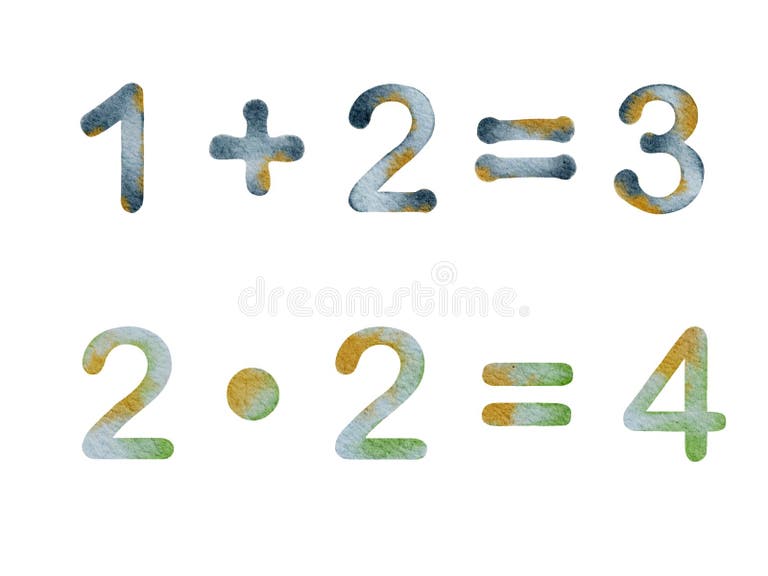Colorful Watercolor Pattern Featuring Basic Math Equations for School ...