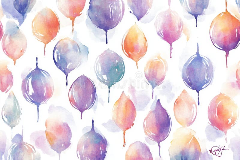 Colorful Watercolor Seamless Pattern with Cute Organic Forms for ...