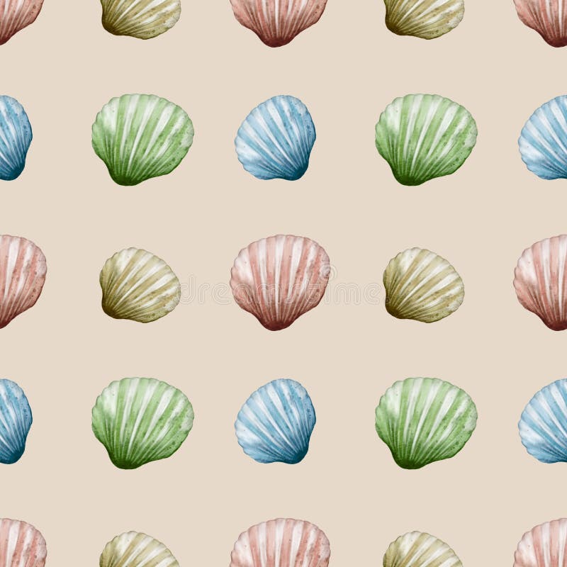 Colorful Watercolor Shell Pattern for Textile and Packaging Design ...
